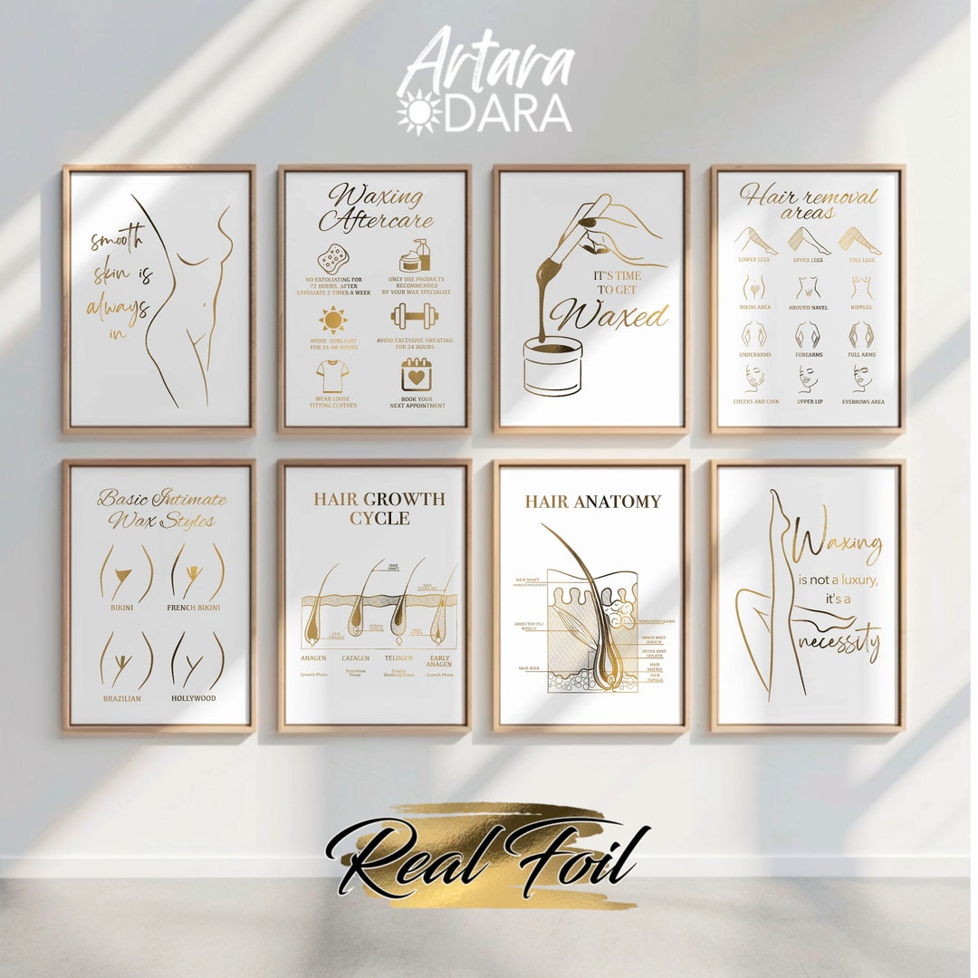 Waxing Posters, Real Foil Print, Wax Salon Decor, Hair Removal Art ...