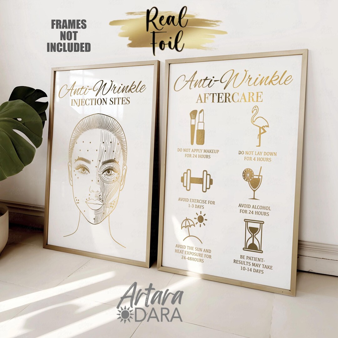 Set 2 Anti-wrinkle Poster, Real Foil Print, Neurotoxin Aftercare Art ...