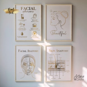 Face Anatomy Art, Gold Foil Print, Beauty Salon Decor, Facial Aftercare ...