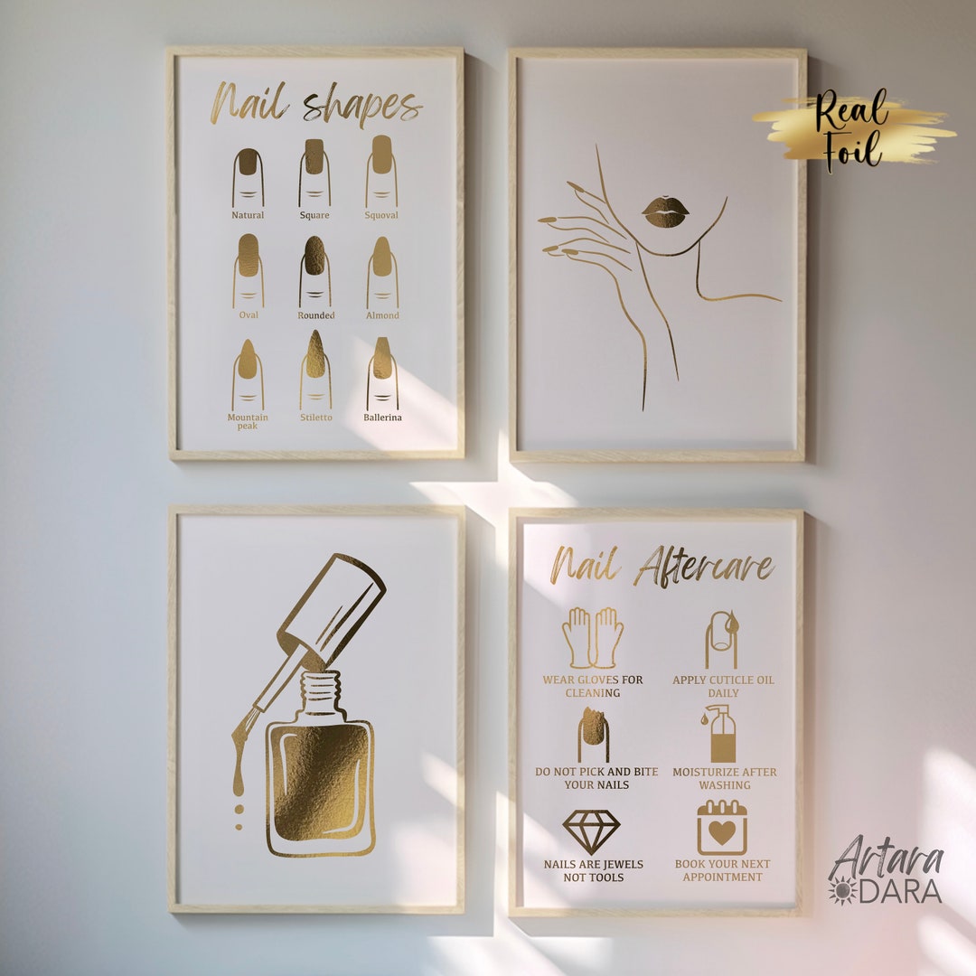 4 Nails Salon Poster, Real Foil Print, Nails Wall Art, Beauty Salon ...