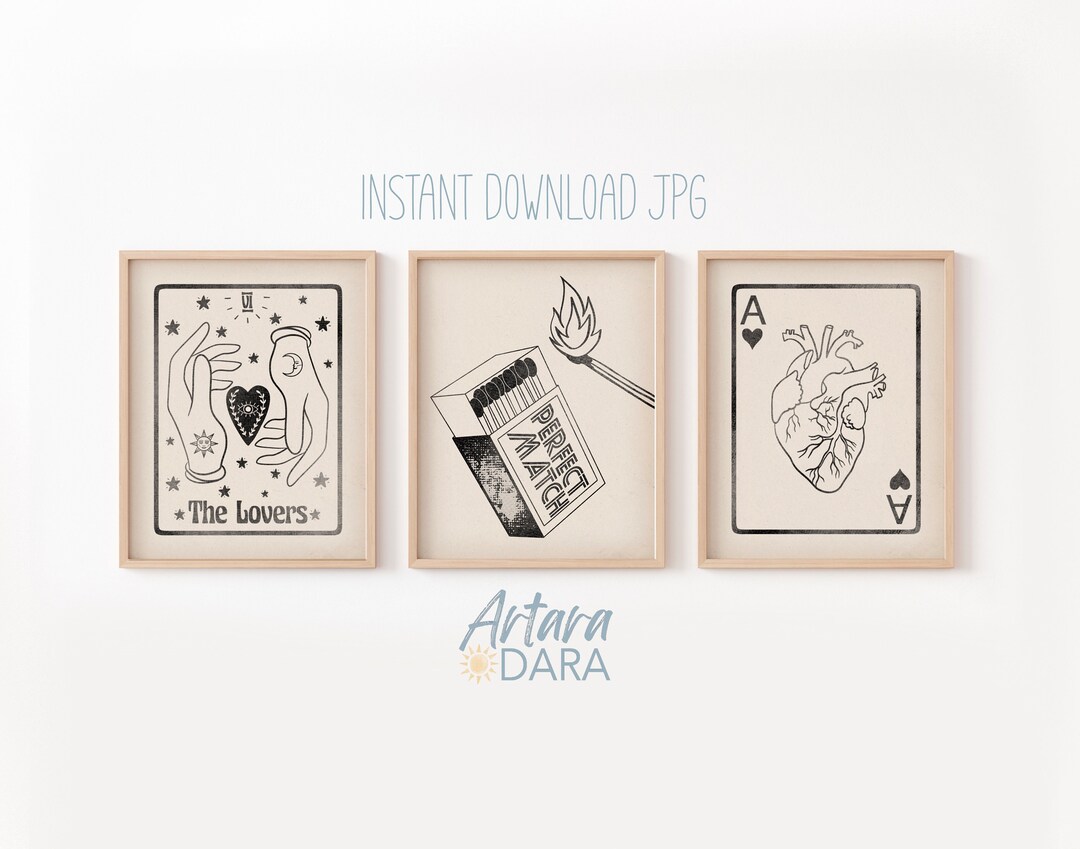 Perfect Match Wall Art, Tarot Lovers Poster, Trendy Vintage Art, Trendy ...