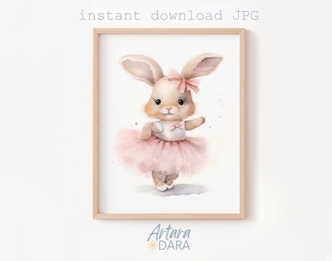 Ballerina Wall Art, Baby Bunny Print, Ballet Poster, Ballerina Nursery ...