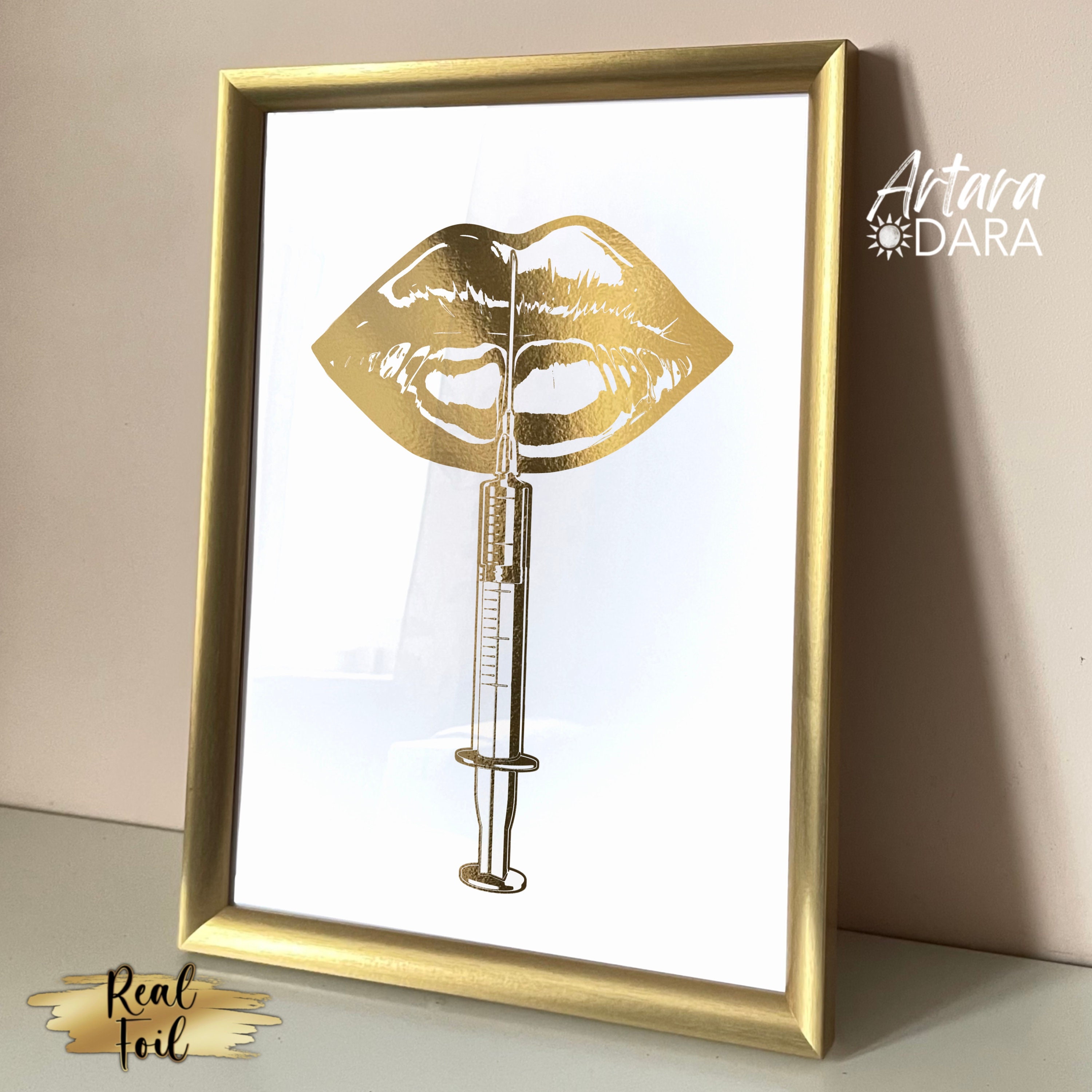 Lip Filler Poster, Real Foil Print, Beauty Salon Decor, Lip Injection ...