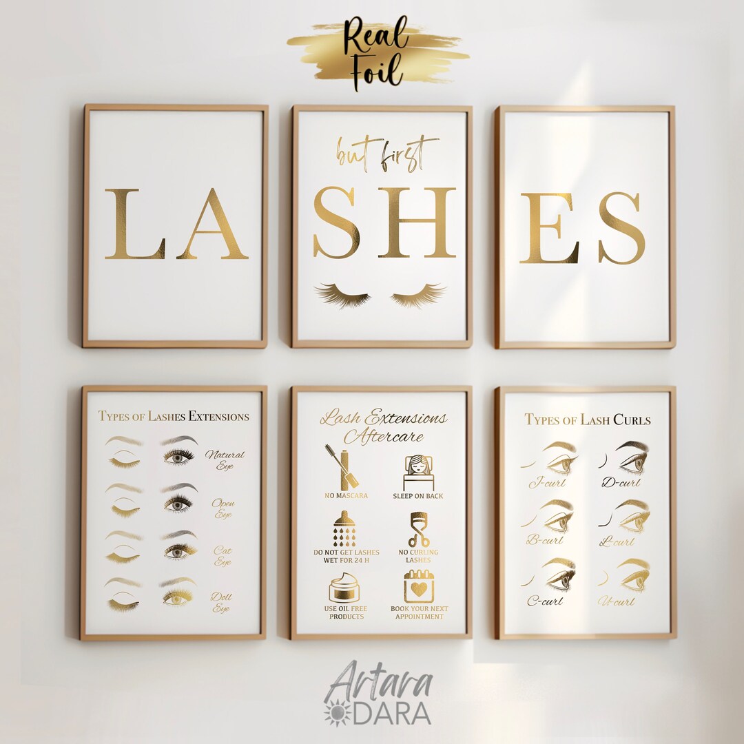 Lashes Poster, Beauty Salon Decor, Real Foil Print, Lash Extensions ...