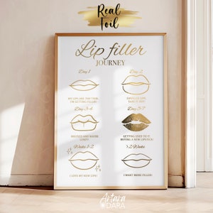 4 Lip Filler Sign, Lip Augmentation Art, Real Foil Print, Lip Filler ...