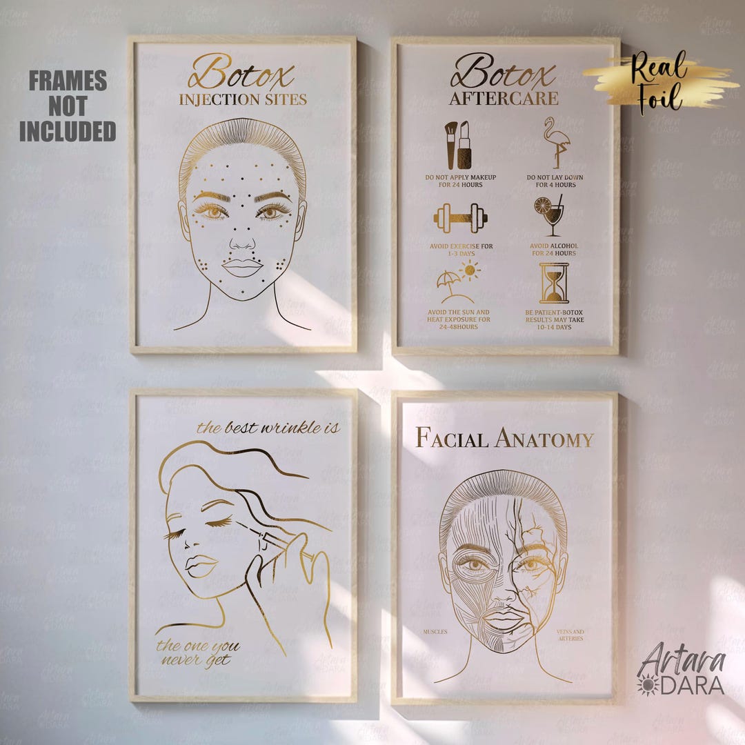 4 Botox Posters, Beauty Salon Decor, Real Foil Print, Botox Aftercare ...