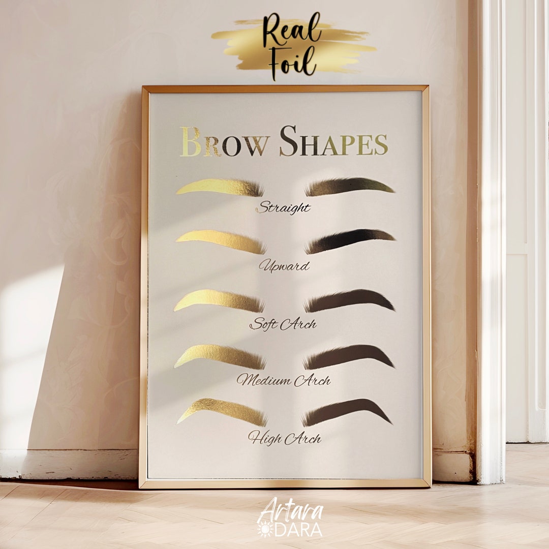 Brow Shapes Poster, Real Foil Print, Brow Salon Decor, Brow Tech Art ...