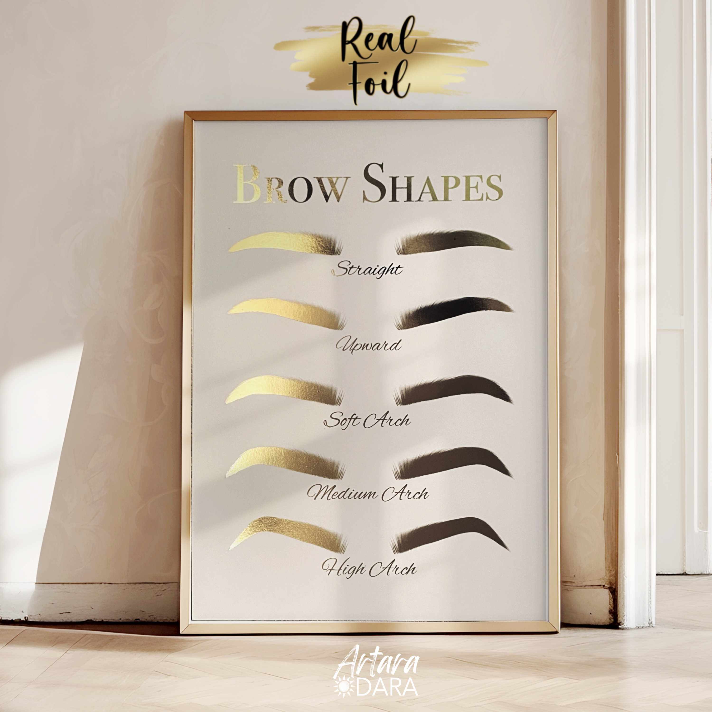Brow Shapes Poster, Real Foil Print, Beauty Salon Decor, Brow ...