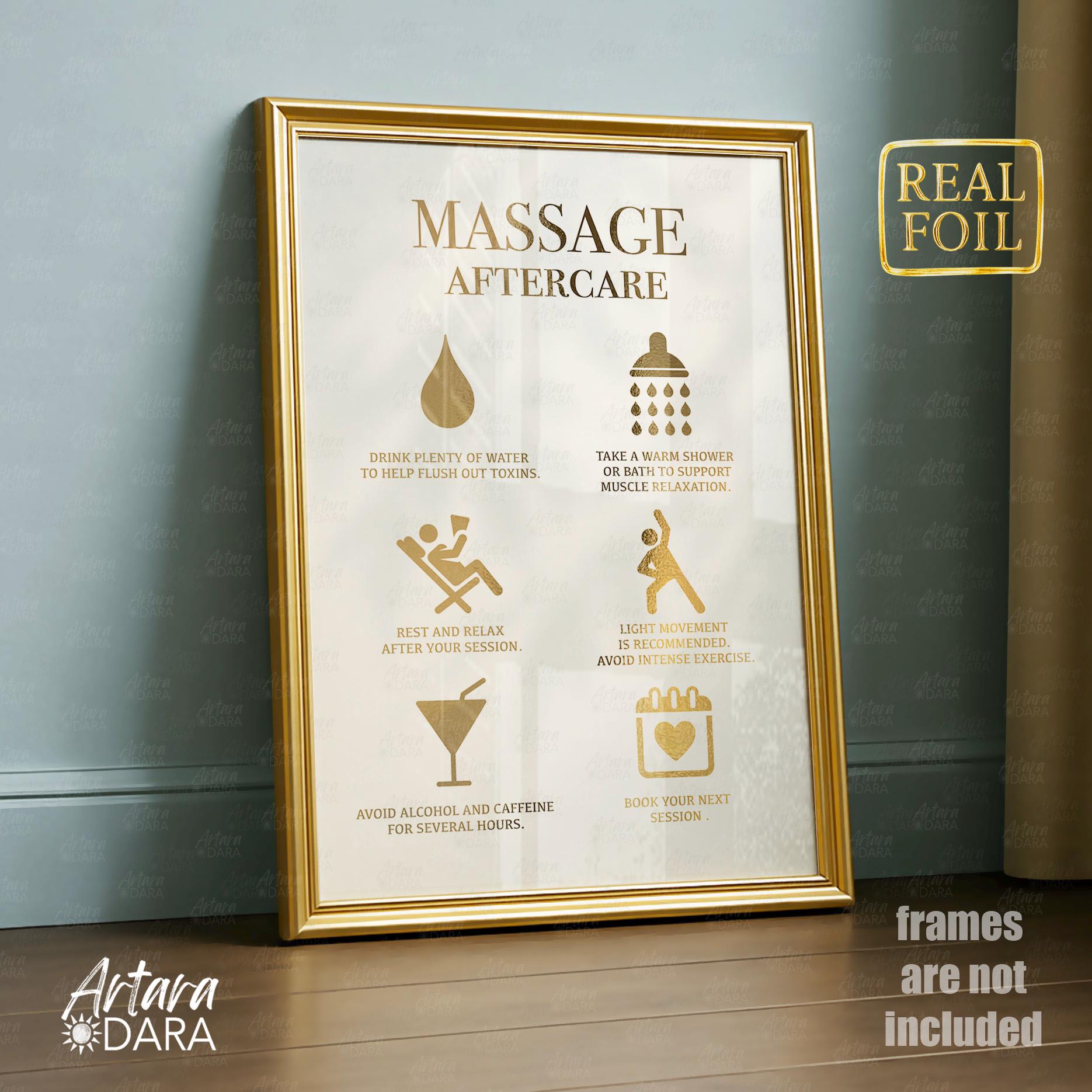 Massage Posters Set – Muscle Anatomy & Aftercare Gold Foil Wall Art (4 ...