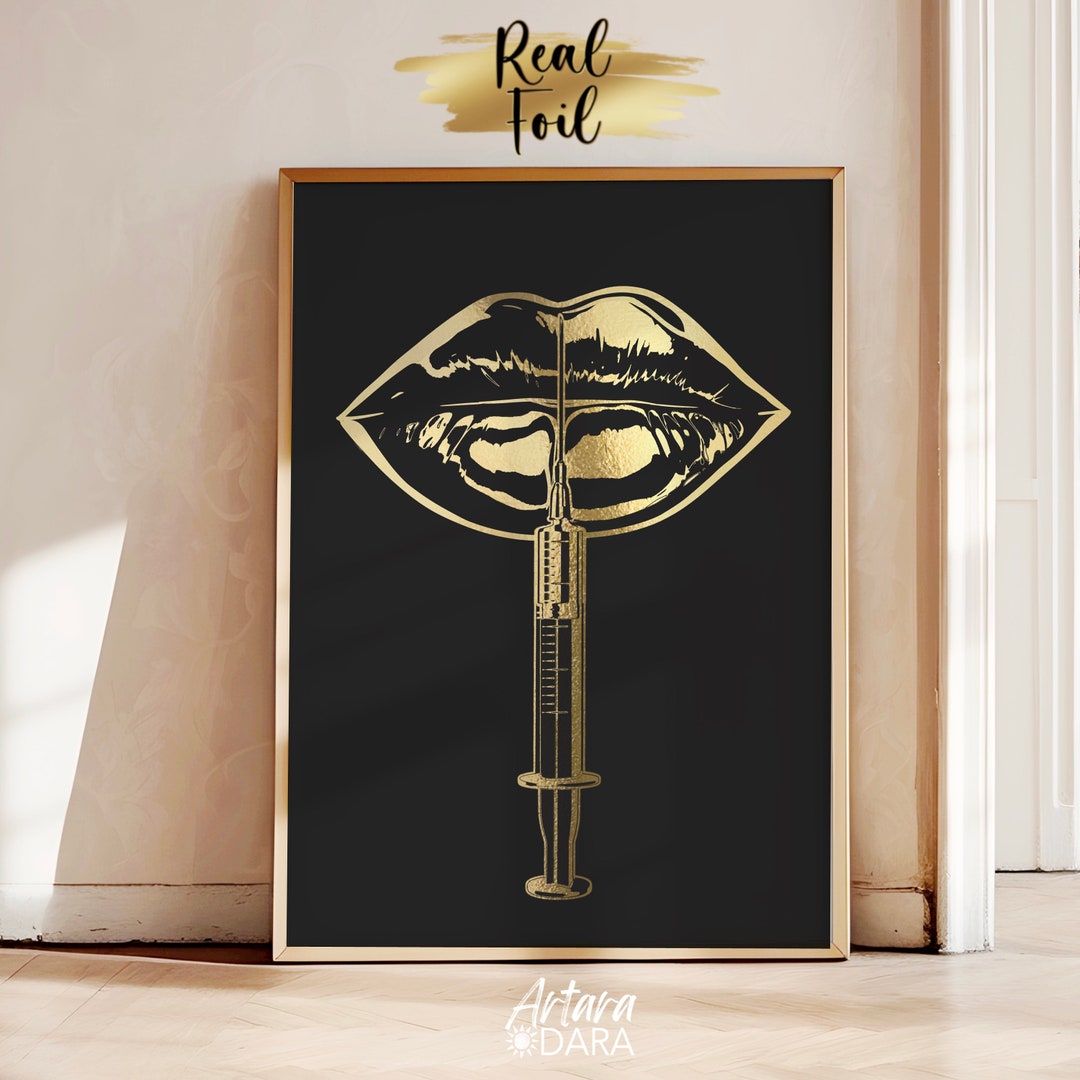 Lip Augmentation Art, Lip Filler Poster, Real Foil Print, Beauty Salon ...