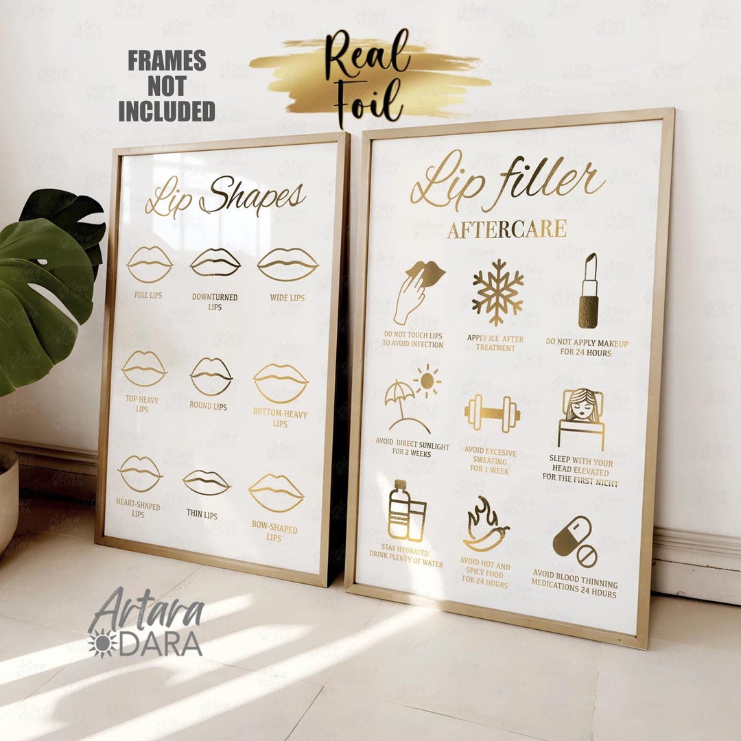 Lip Filler Posters, Real Foil Print, Beauty Salon Decor, Lip Filler ...