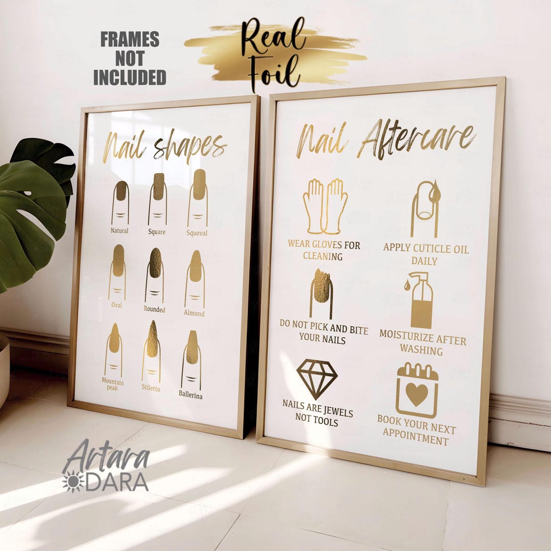 Nails Salon Decor, Real Foil Print, Nail Shapes Art, Nail Aftercare ...