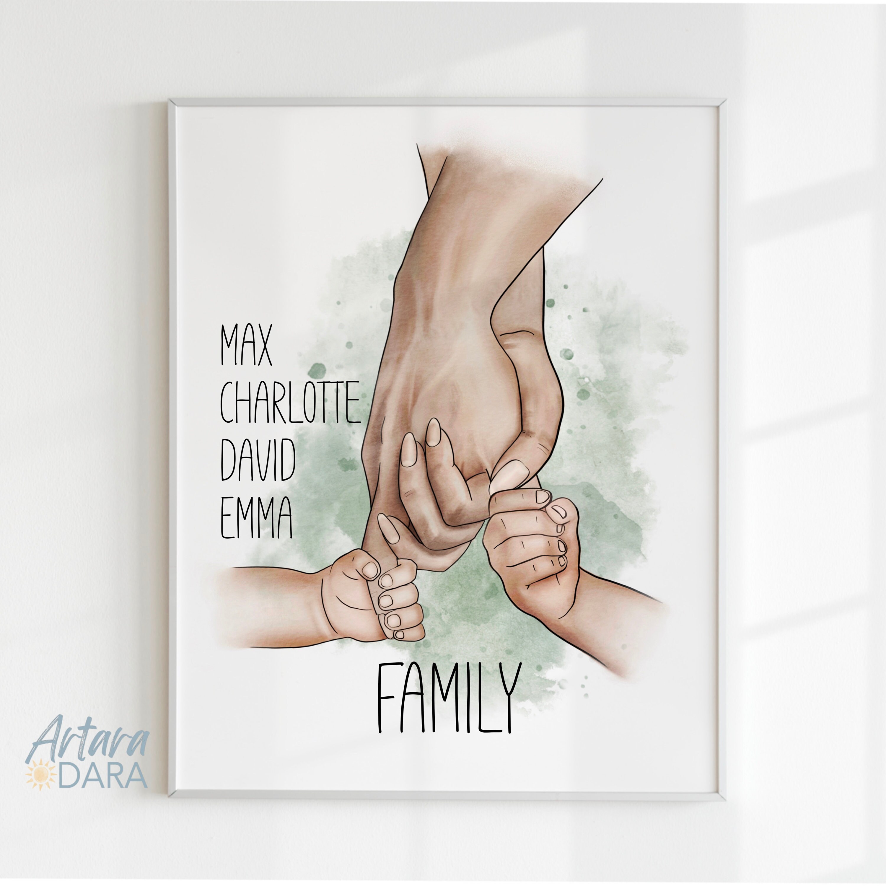 Holding Hands Art, Custom Hands Print, Family Hands Wall Art, Family ...