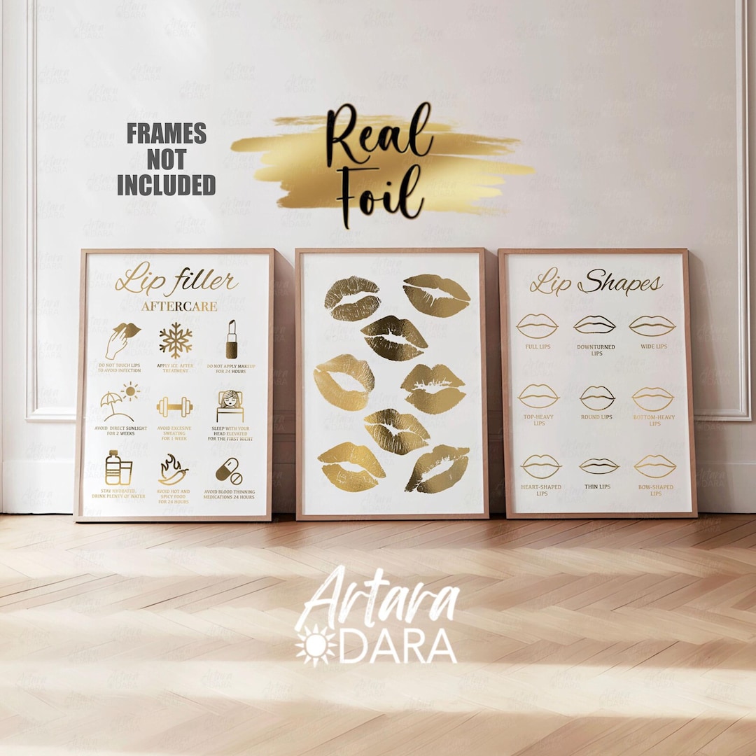 Lip Filler Poster, Real Foil Print, Lip Shapes Art, Beauty Salon Decor ...