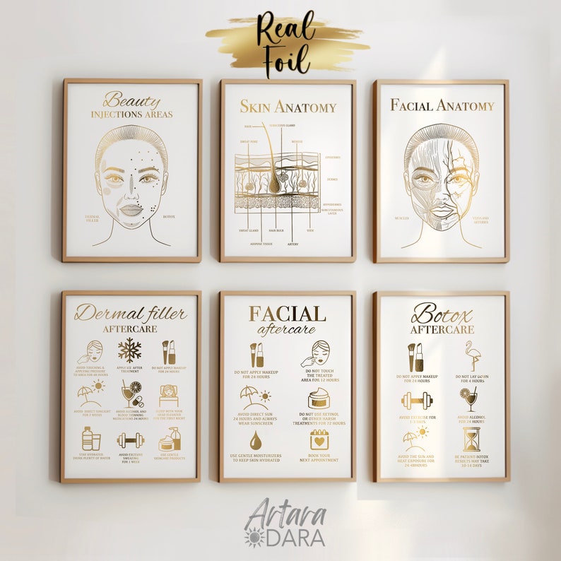 Botox Poster, Beauty Clinic Decor, Real Foil Print, Skin Anatomy Art ...