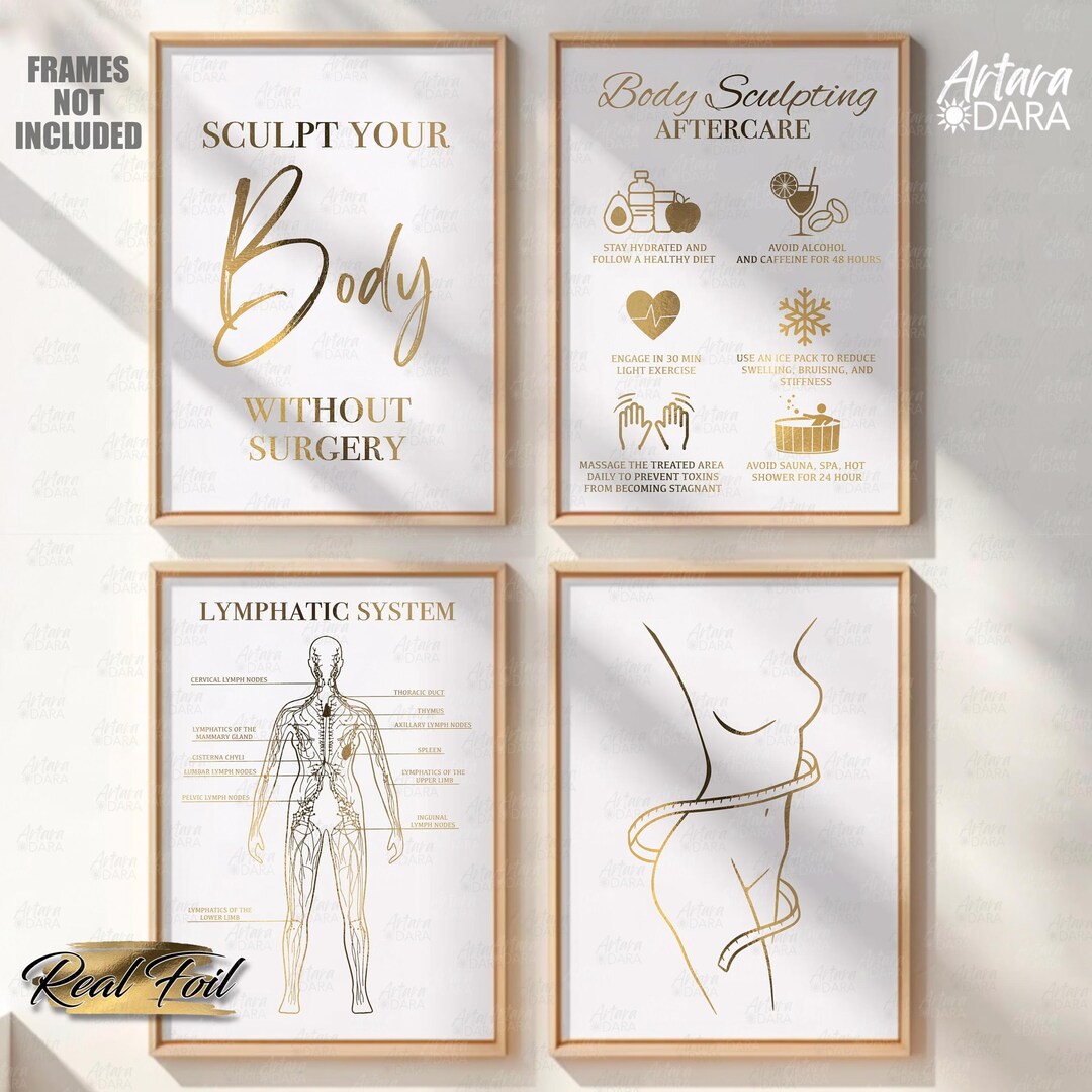 Foil Body Contouring Art Print, Med Spa Decor, Lymphatic System Poster ...