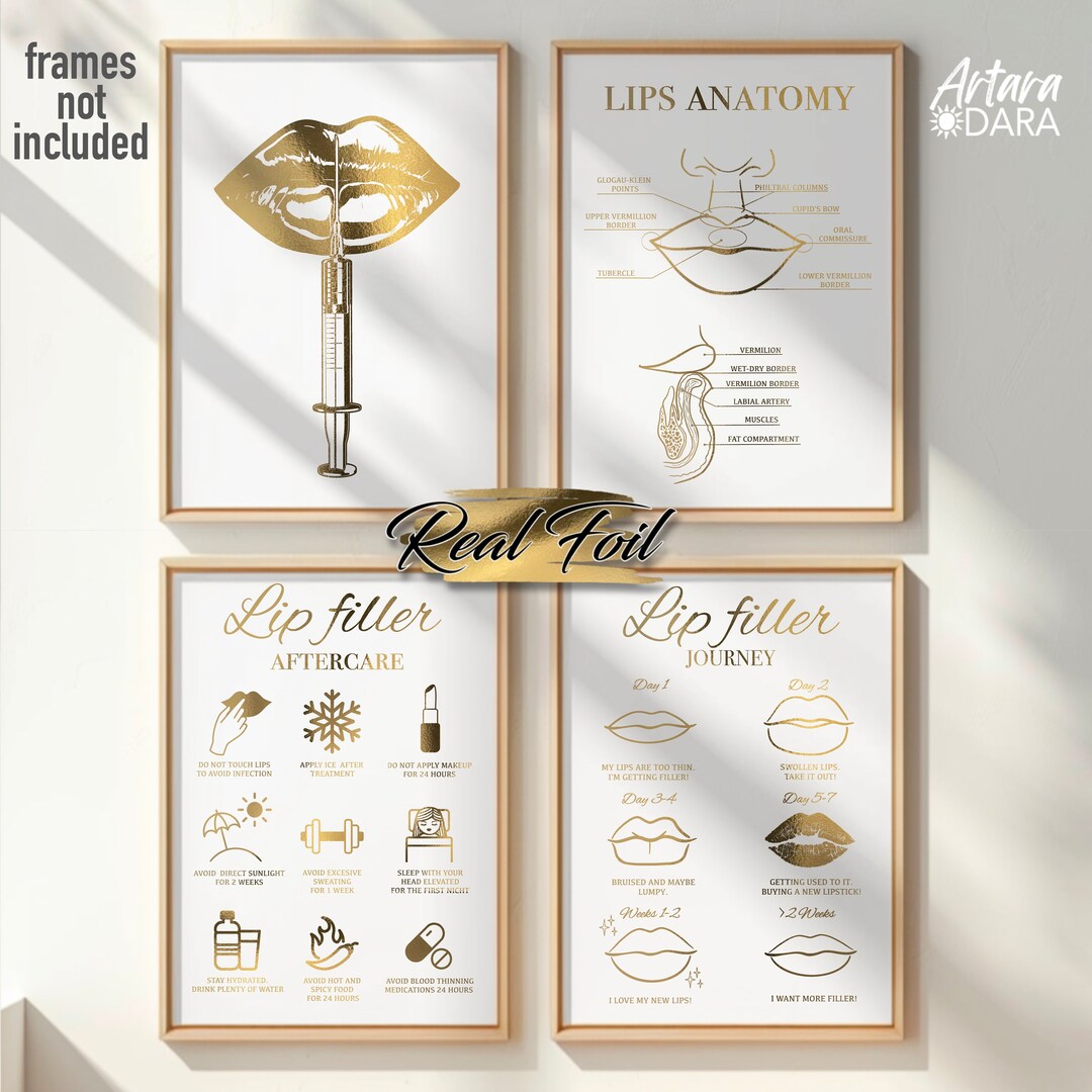 Gold Foil Lip Anatomy Poster Set: Med Spa Wall Art (unframed) - Etsy