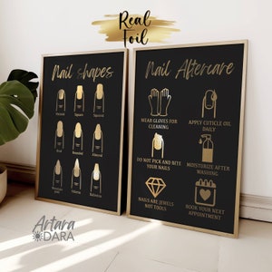2 Nails Tech Poster, Real Foil Print, Nails Salon Decor, Manicure ...