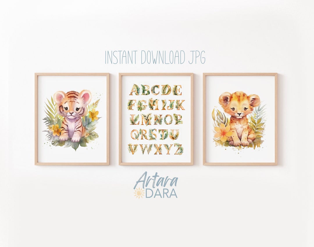 Safari Alphabet Safari Wall Art Safari Nursery Decor - Etsy