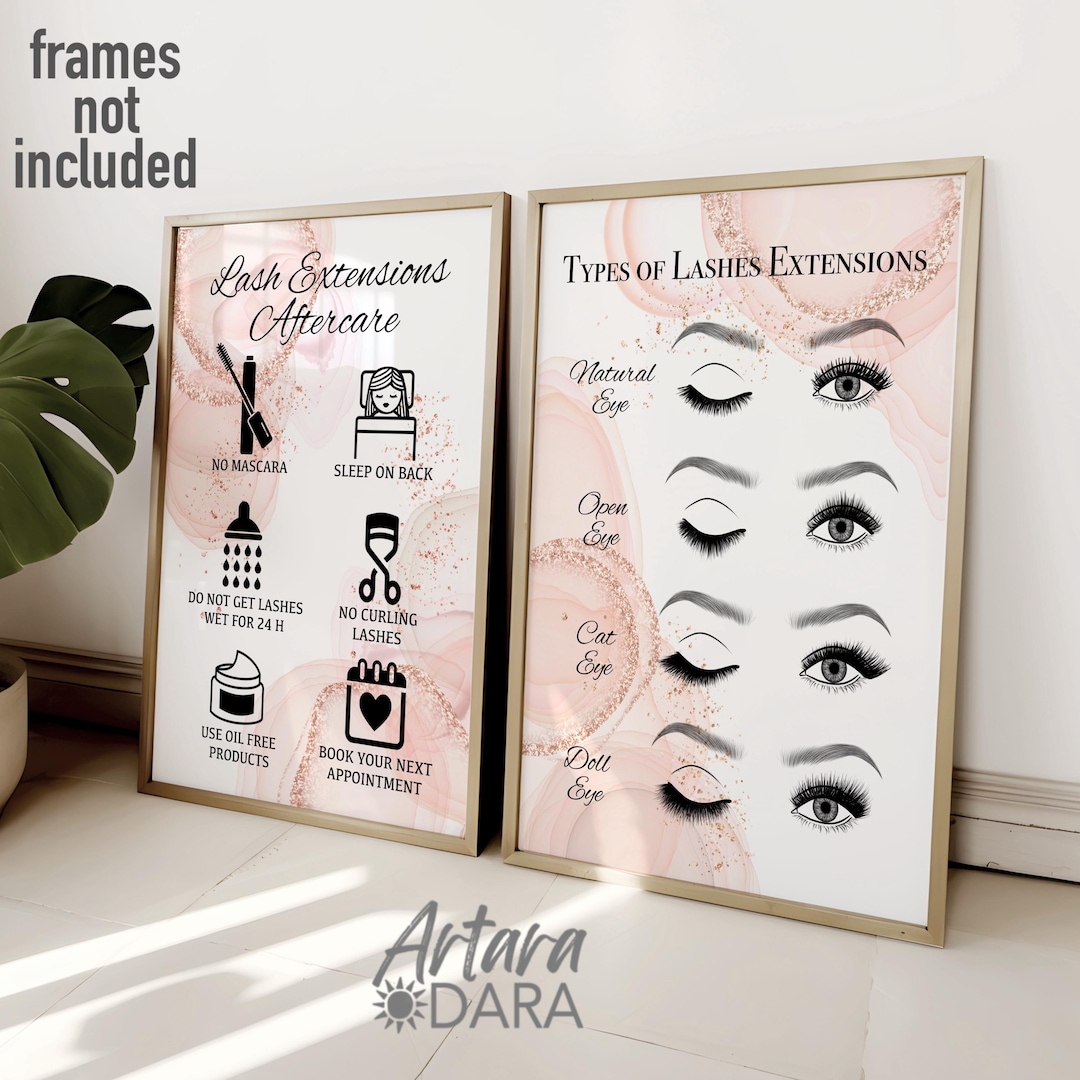 Lash Salon Decor, Lash Extensions Aftercare, Lash Styles Poster, Beauty ...