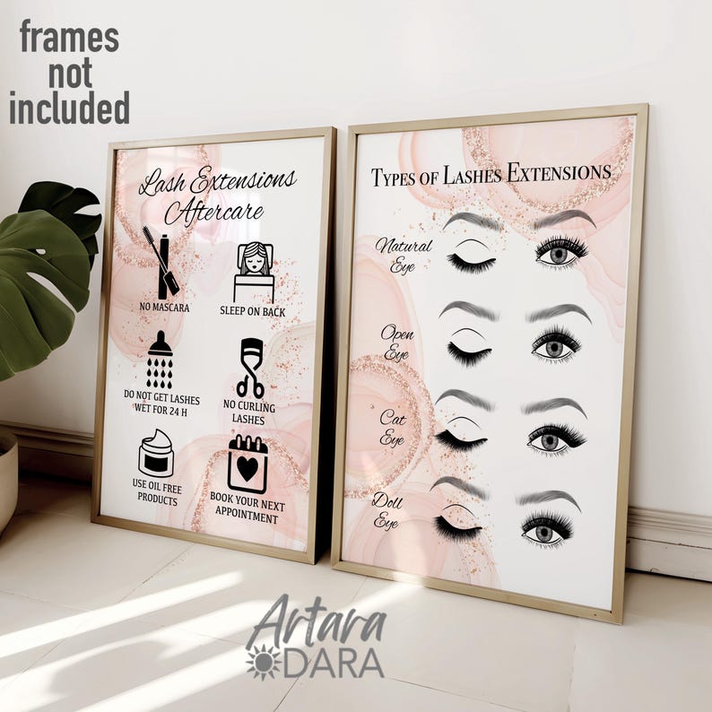 Lash Salon Decor, Lash Extensions Aftercare, Lash Styles Poster, Beauty ...