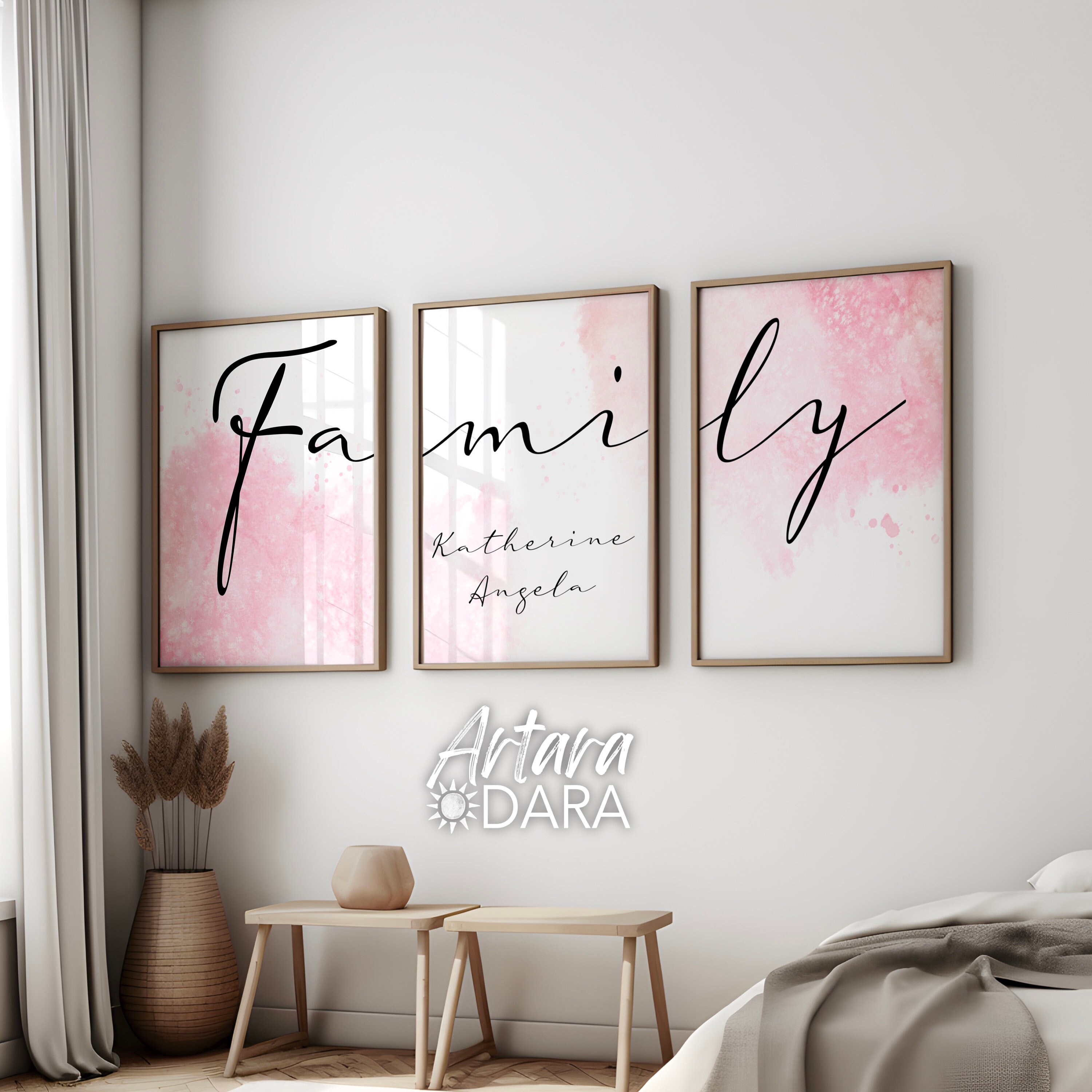 Family Poster With Names Family Wall Art Calligraphy Poster - Etsy