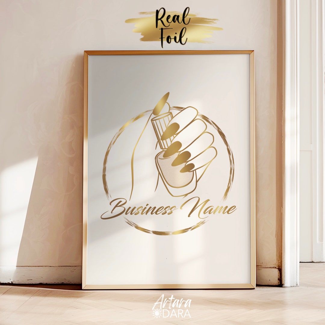 Nails Salon Poster, Custom Nails Art, Nils Artist Gift, Gold Nails ...