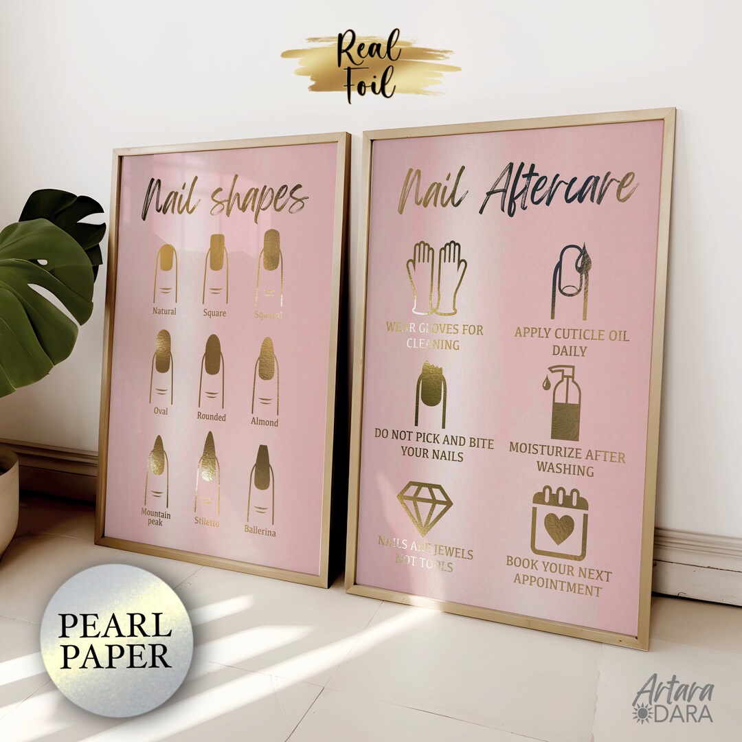 Nails Wall Art, Real Foil Print, Nails Salon Decor, Nail Aftercare Art ...