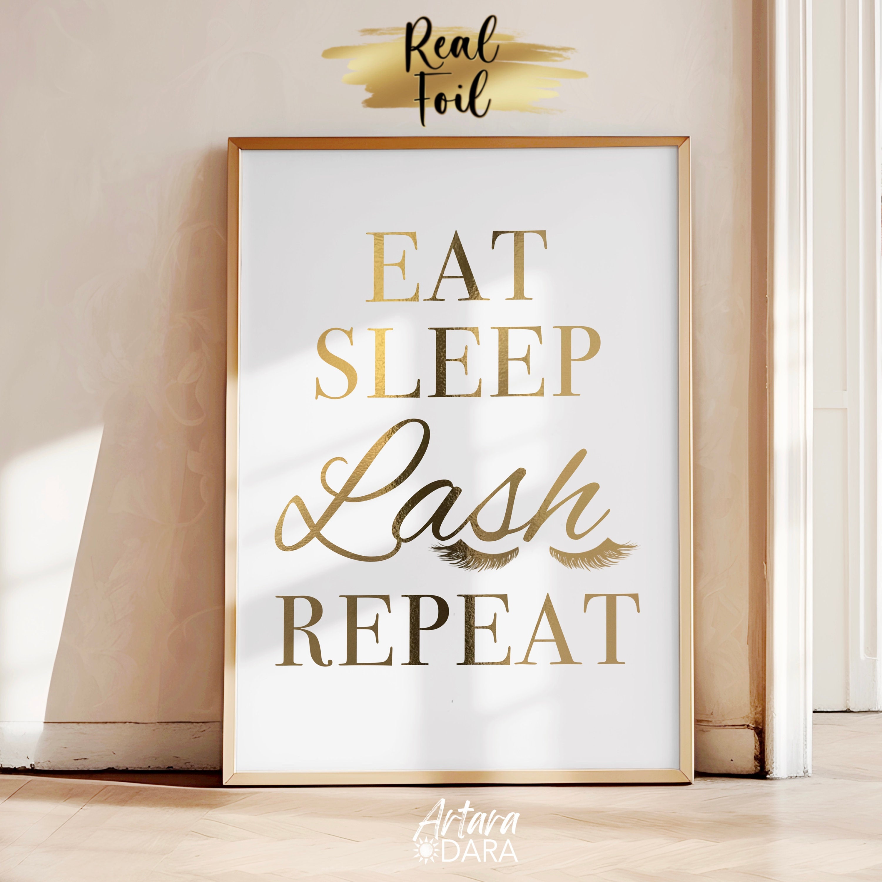 Lash Tech Poster, Real Foil Print, Lash Salon Decor, Lash Aftercare Art ...