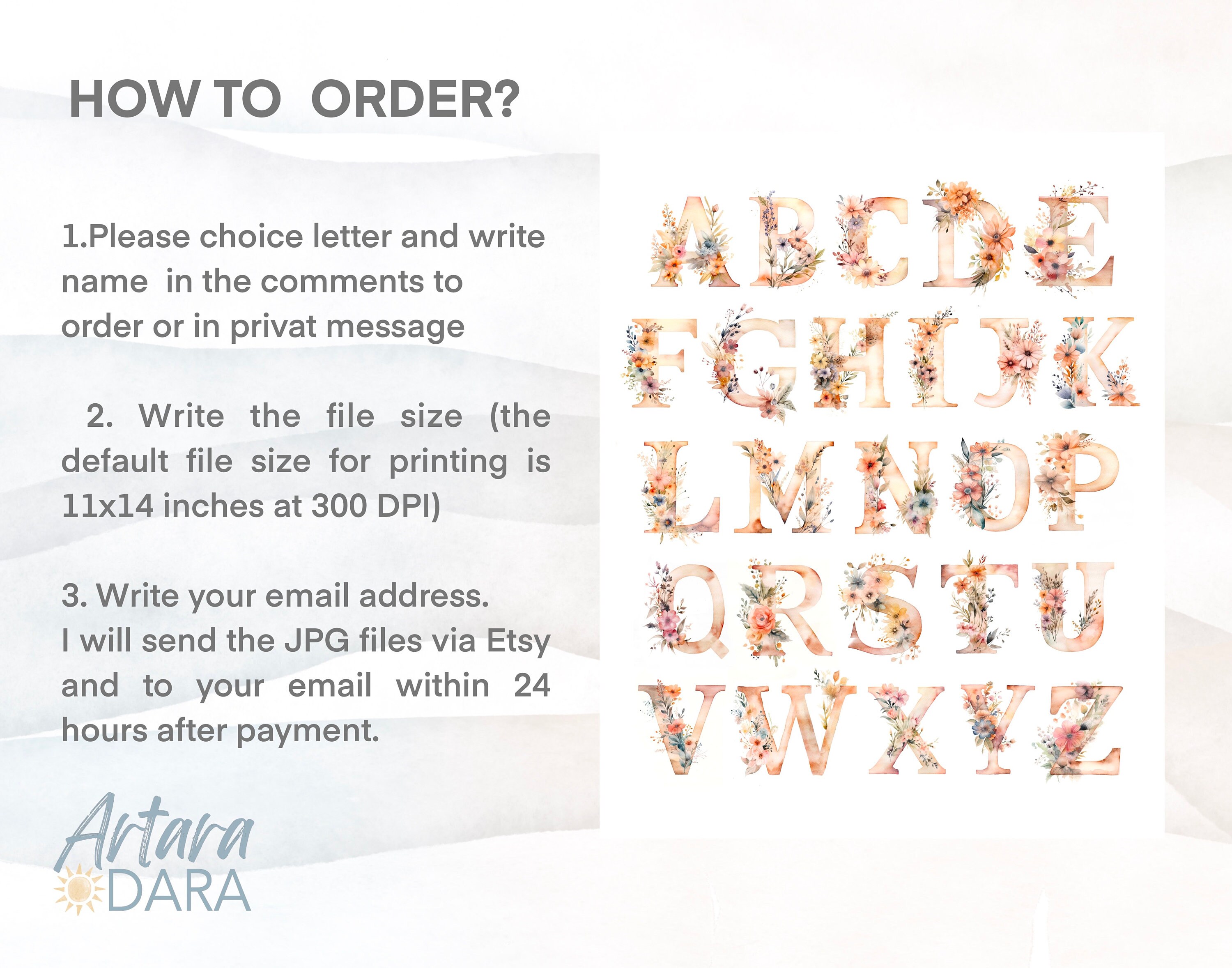 Custom Name Print, Boho Letter Wall Art, Initial Wall Art, Personalised ...