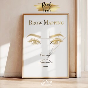 Set 4 Brow Wall Art, Real Foil Print, PMU Brow Aftercare, Brow Shapes ...