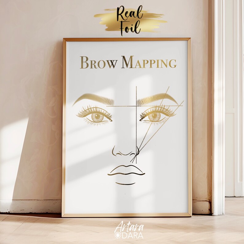 Foil Brow PMU Posters, Beauty Salon Decor, Brow Mapping Art - Etsy