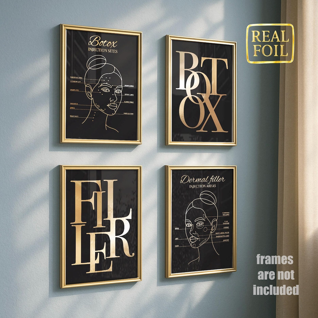 Set of 4 Gold Foil Botox & Filler Posters – Aesthetic Wall Art for ...