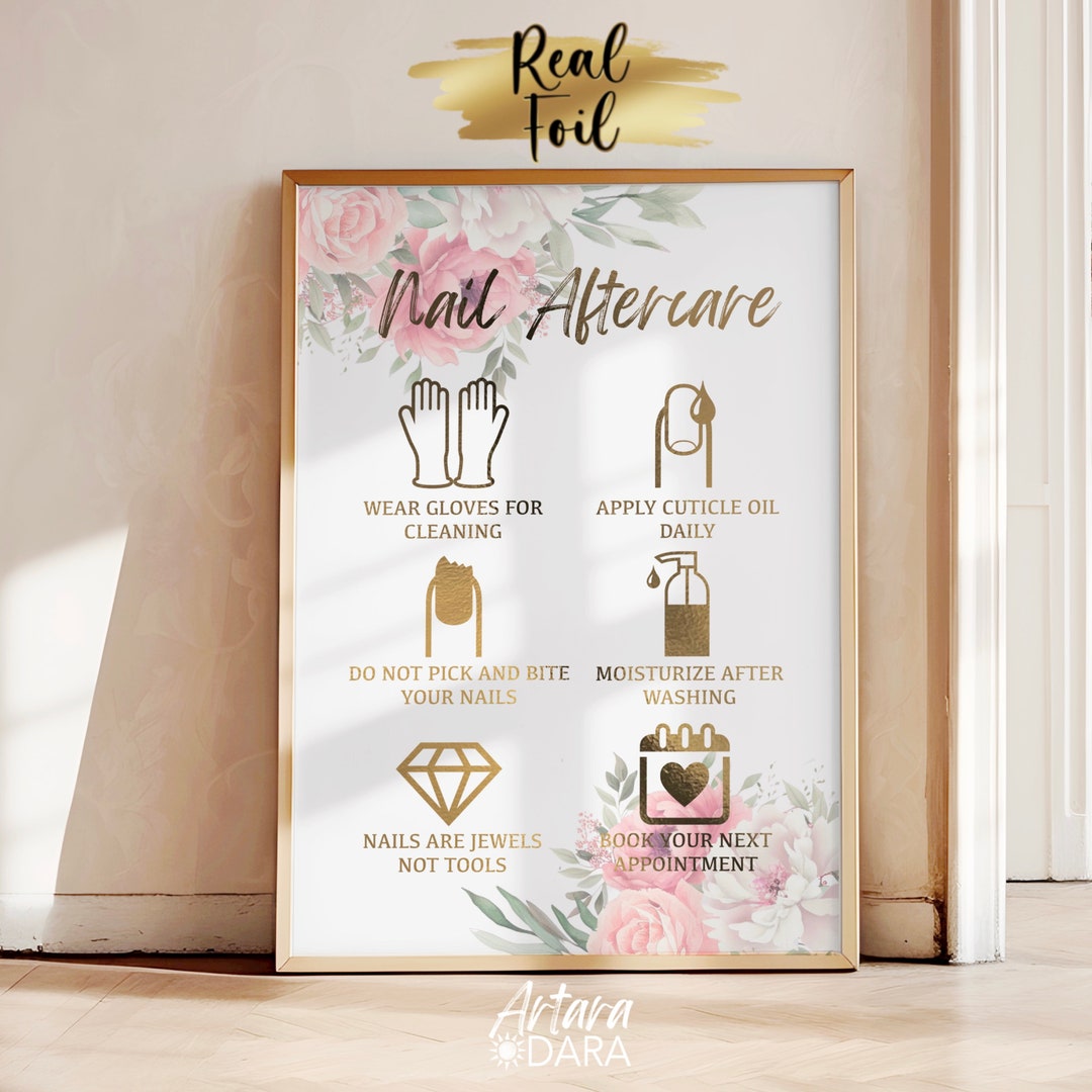 Nails Aftercare, Nails Salon Decor, Manicure Poster, Nail Tech Print ...
