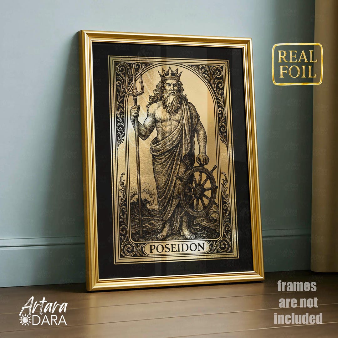 Poseidon Gold Foil Art Print – Greek God of the Sea (unframed) - Etsy