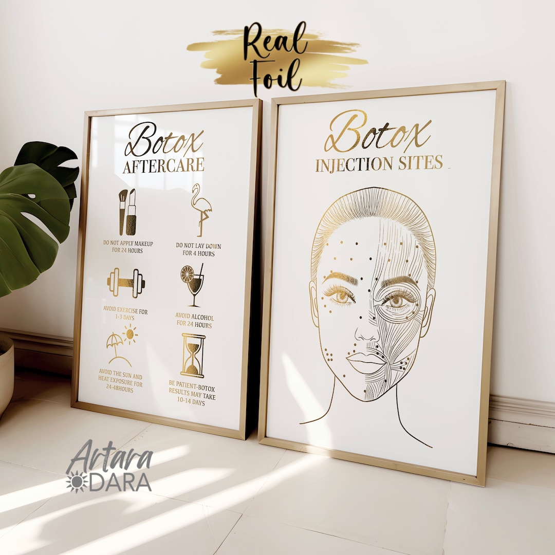 Set 2 Botox Poster, Real Foil Print, Botox Aftercare Art, Botox ...