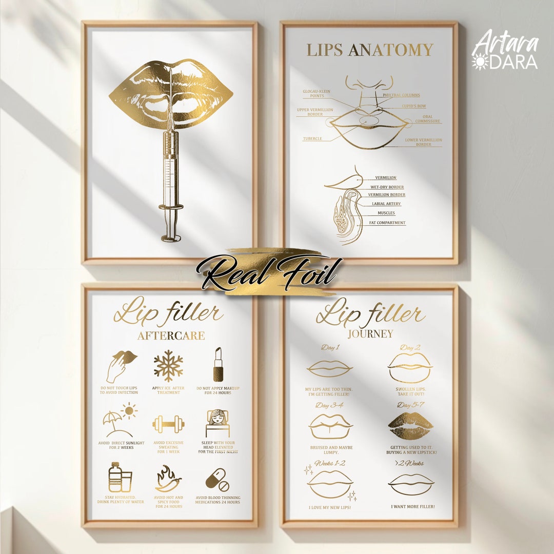 Lip Filler Print, Real Foil Print, Lips Anatomy Poster, Beauty Salon ...