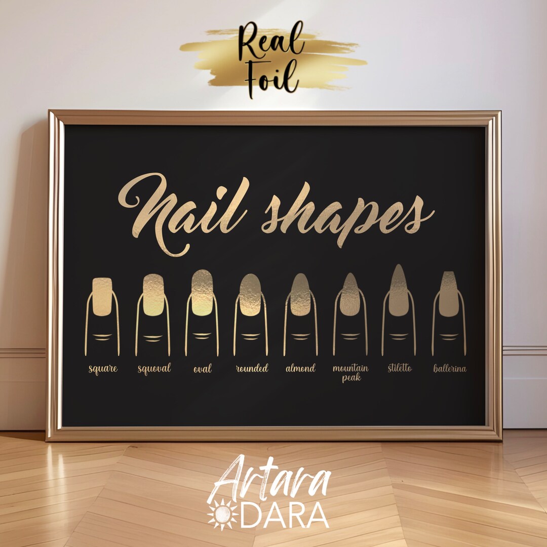 Gold Nails Poster, Nails Salon Decor, Real Foil Print, Manicure Poster ...