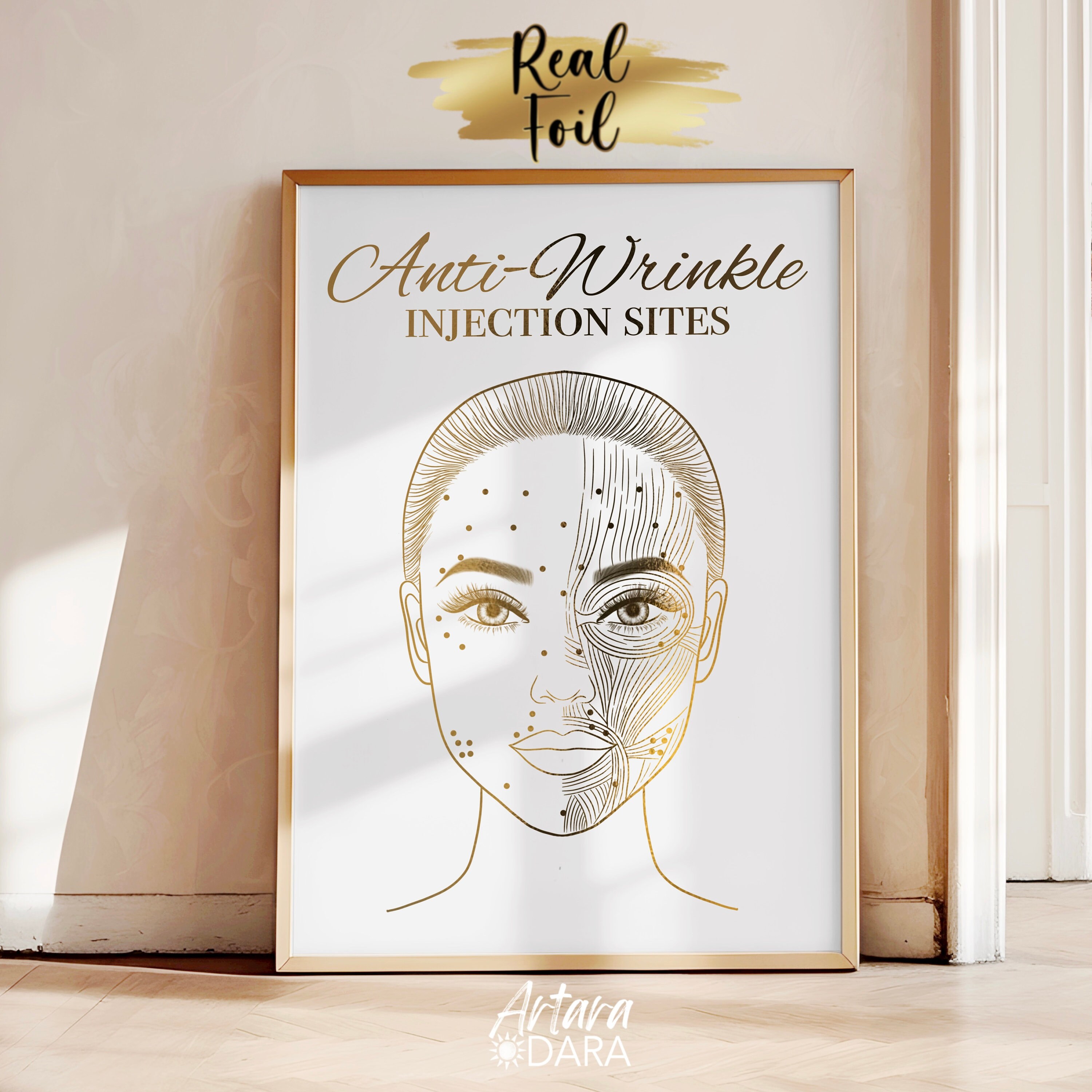 Set 2 Anti-wrinkle Poster, Real Foil Print, Neurotoxin Aftercare Art ...