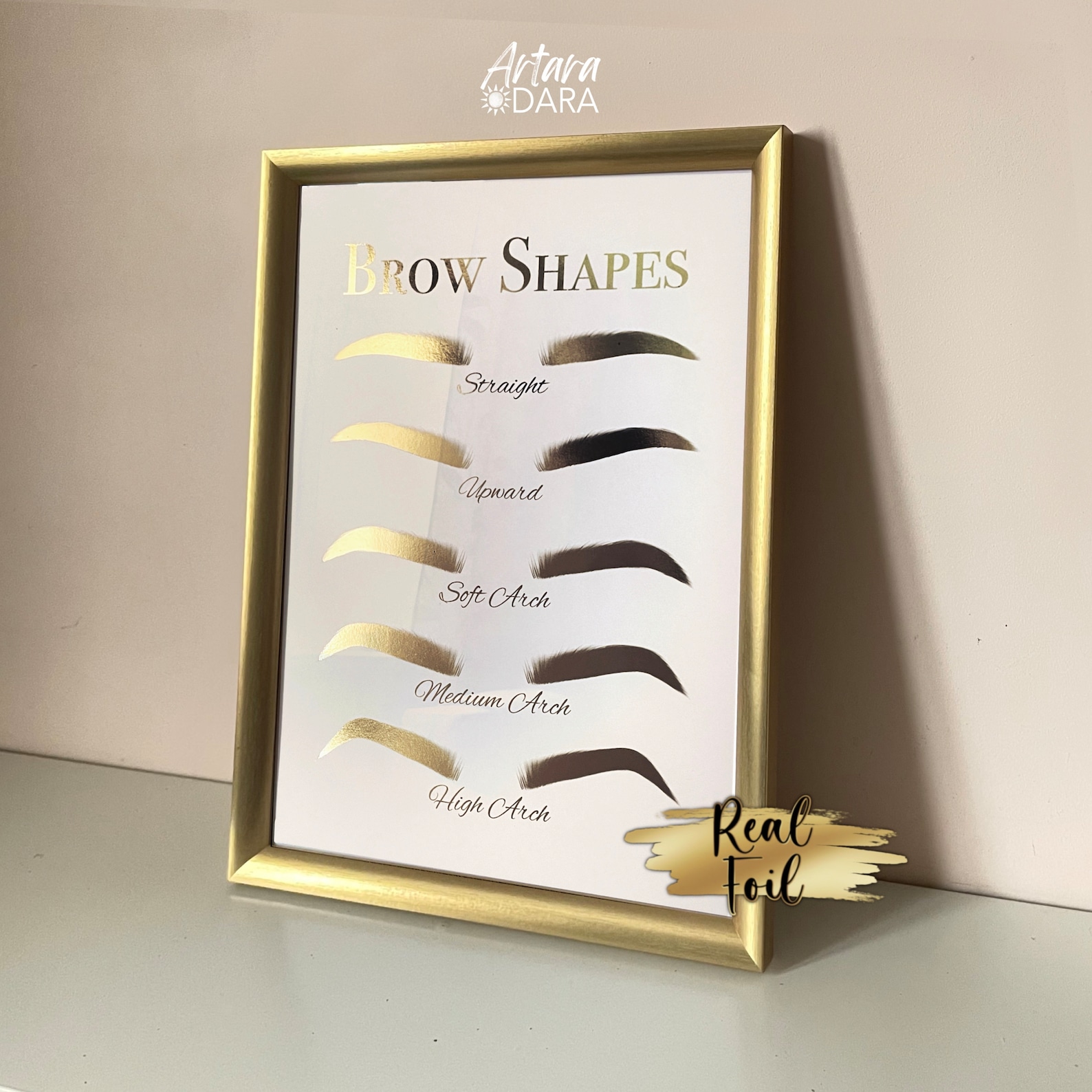 Brow Shapes Poster, Real Foil Print, Beauty Salon Decor, Brow ...