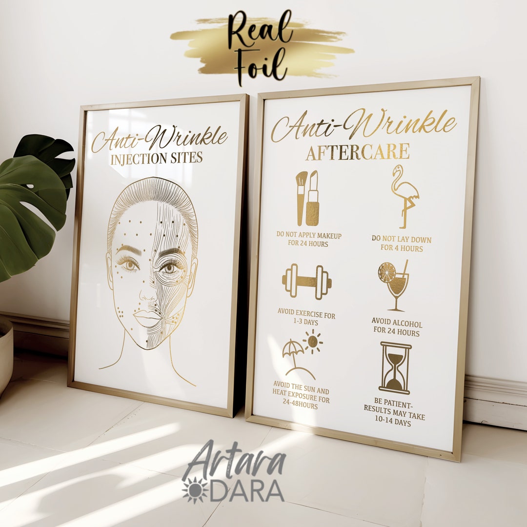Set 2 Anti-wrinkle Poster, Real Foil Print, Neurotoxin Aftercare Art ...