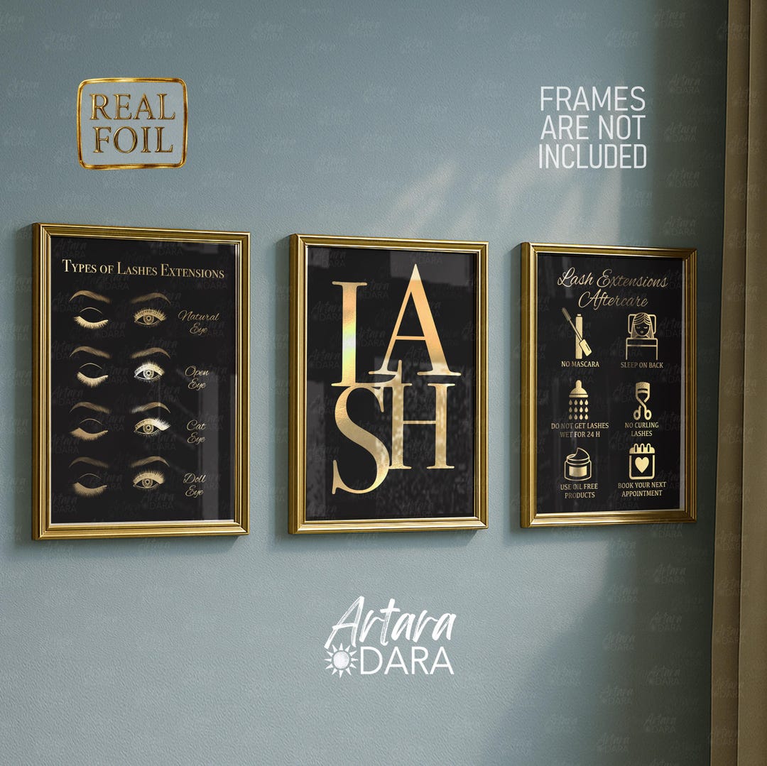 Gold Foil Lash Posters Set – Salon Wall Art (unframed) - Etsy