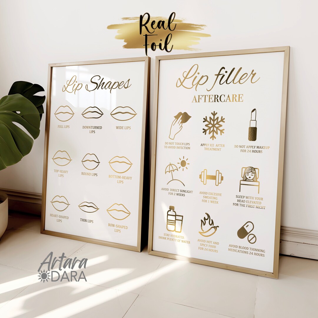 Lip Filler Posters, Real Foil Print, Beauty Salon Decor, Lip Filler ...