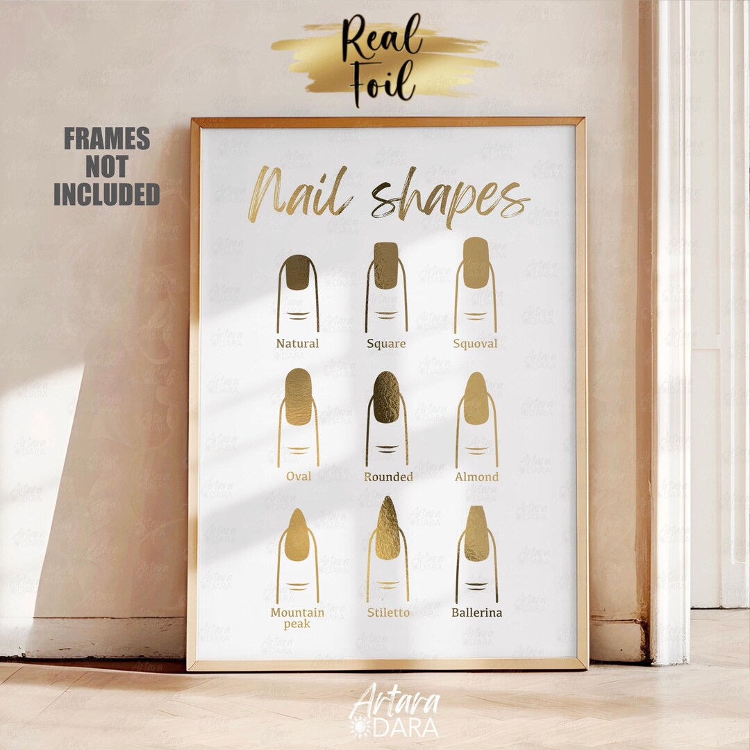 Nail Shapes Poster, Real Foil Print, Nails Salon Decor, Nails Artist ...