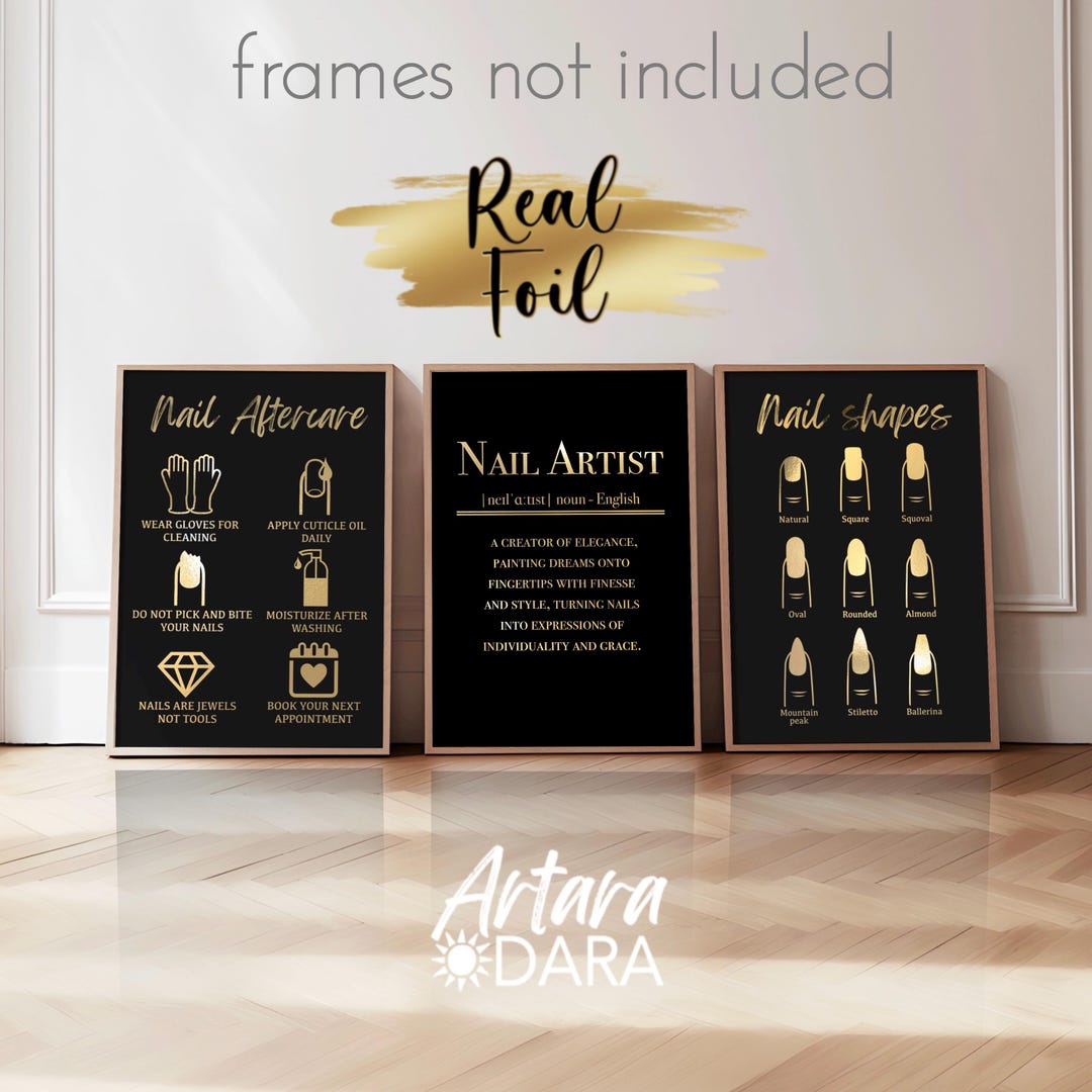 Nails Wall Art, Real Foil Print, Nail Salon Decor, Nail Aftercare Sign ...