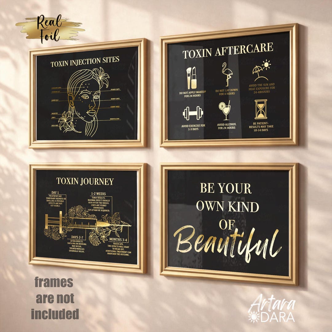 Gold Foil Injector Posters – Toxin Aftercare, Injection Areas ...