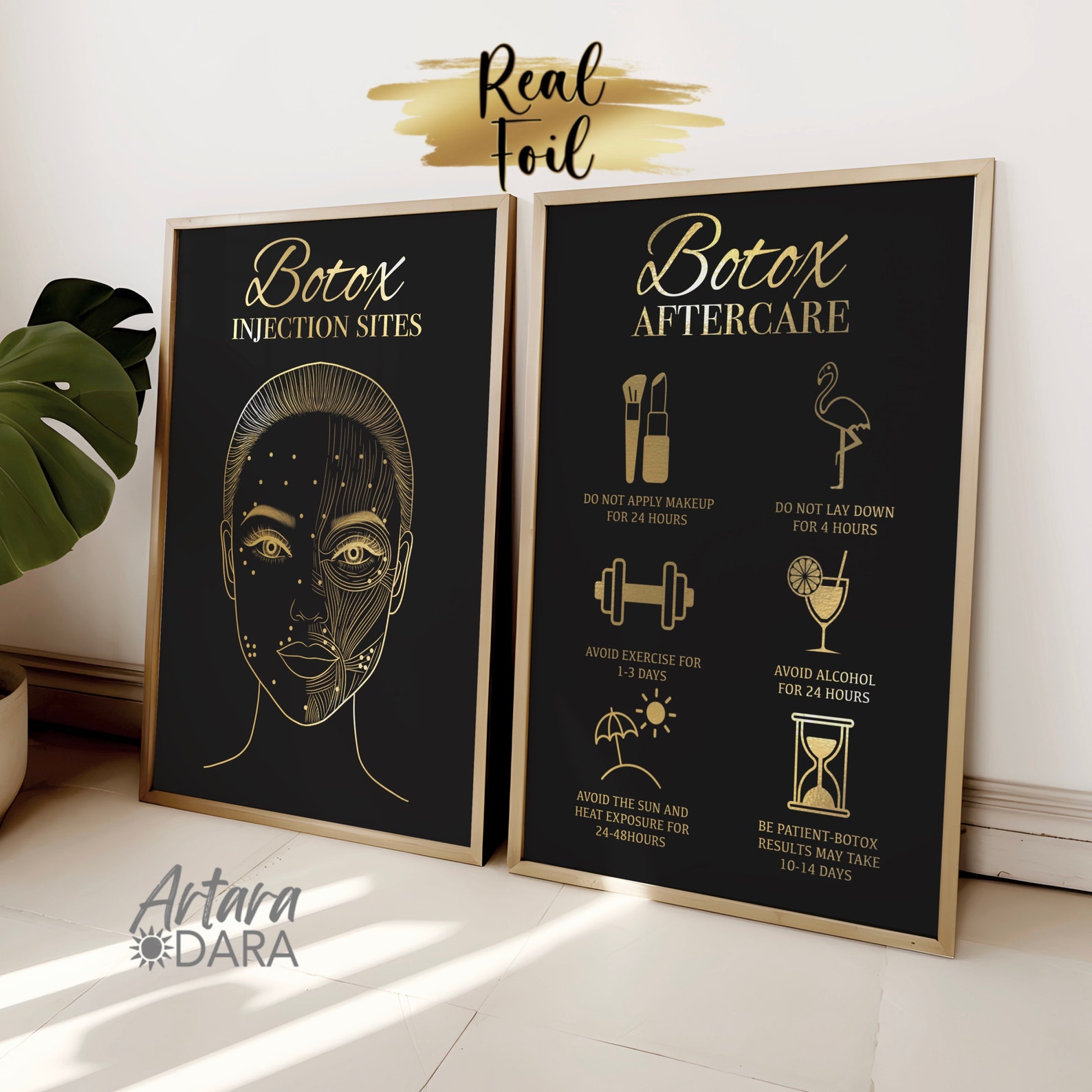 Botox Aftercare Art, Botox Injection Area, Real Foil Print, Face ...