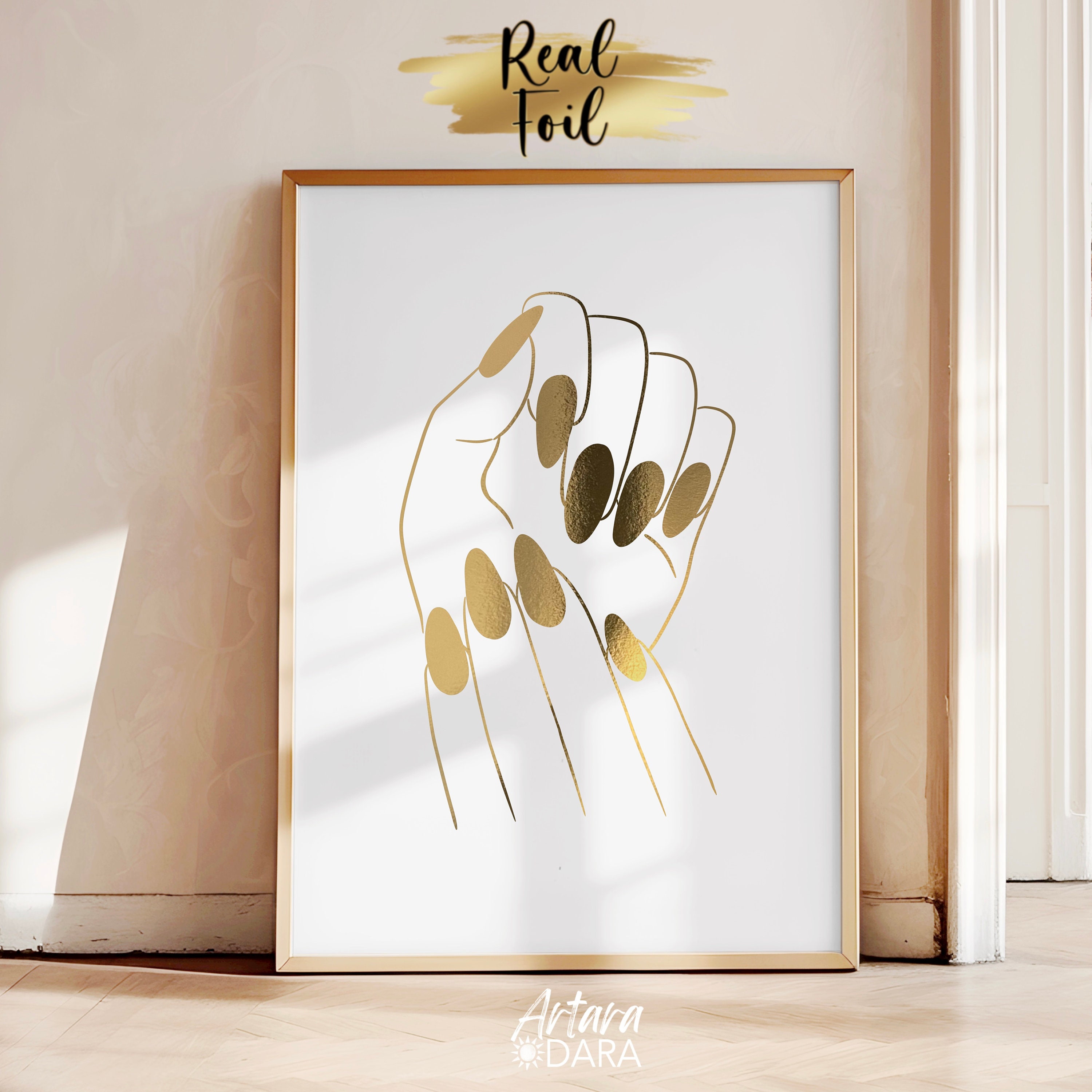 Nails Salon Decor, Real Foil Print, 6 Nails Poster, Nail Aftercare Art ...
