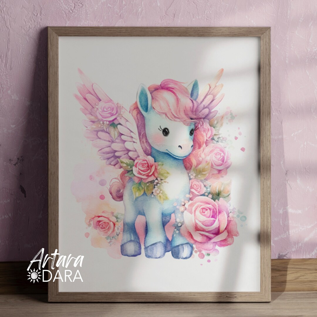 Baby Pegasus Poster Pegasus Wall Art Kids Room Decor Cute - Etsy