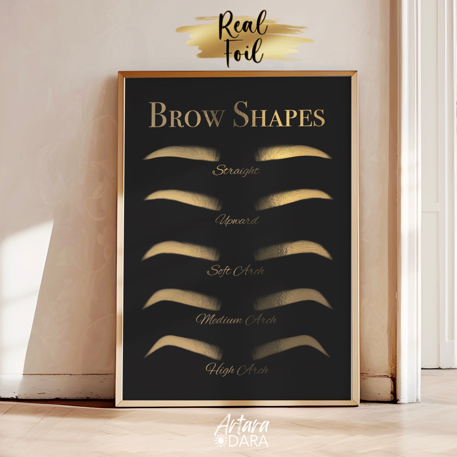 Brow Shapes Poster, Real Foil Print, Beauty Salon Decor, Brow ...
